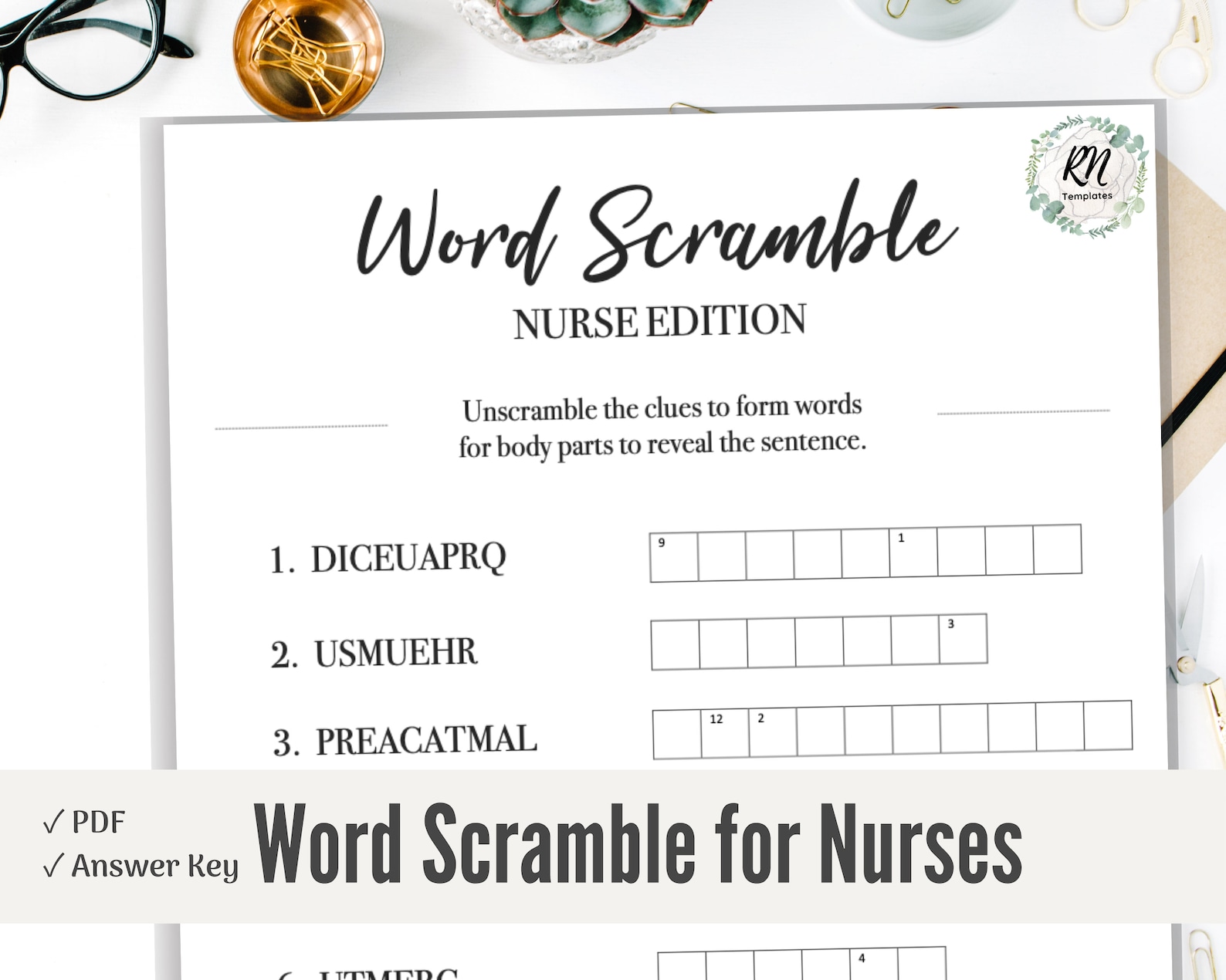 Nurse Word Scramble Puzzle Nurse Word Game Instant Download - Etsy