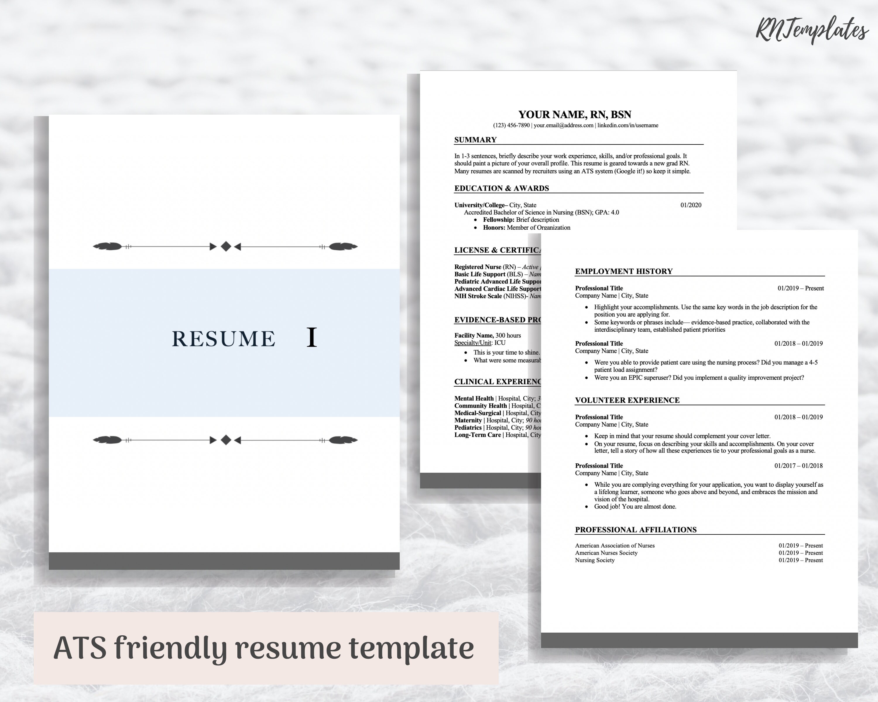 Nursing Portfolio Template Blue Registered Nurse Template | Etsy