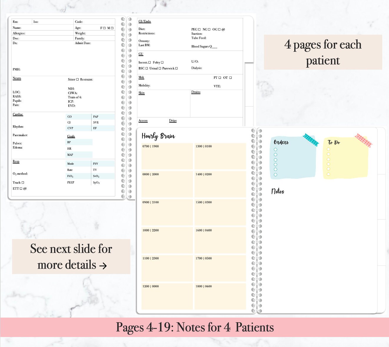 ICU Reusable Nurse Report Notebook Autumn Leaves 4 Patients - Etsy