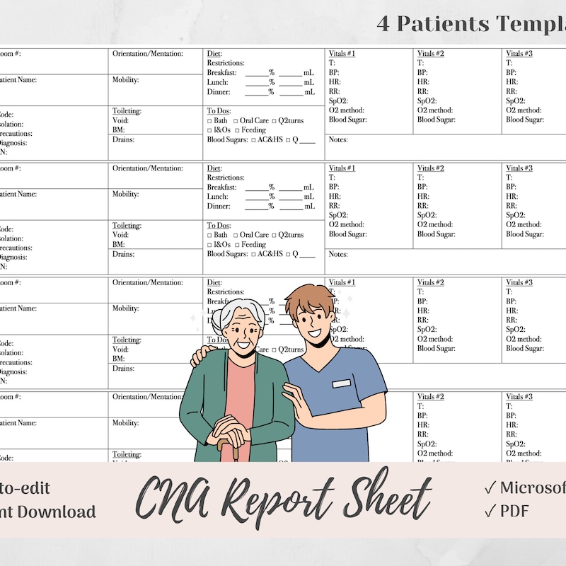 Cna Report Sheet - Etsy