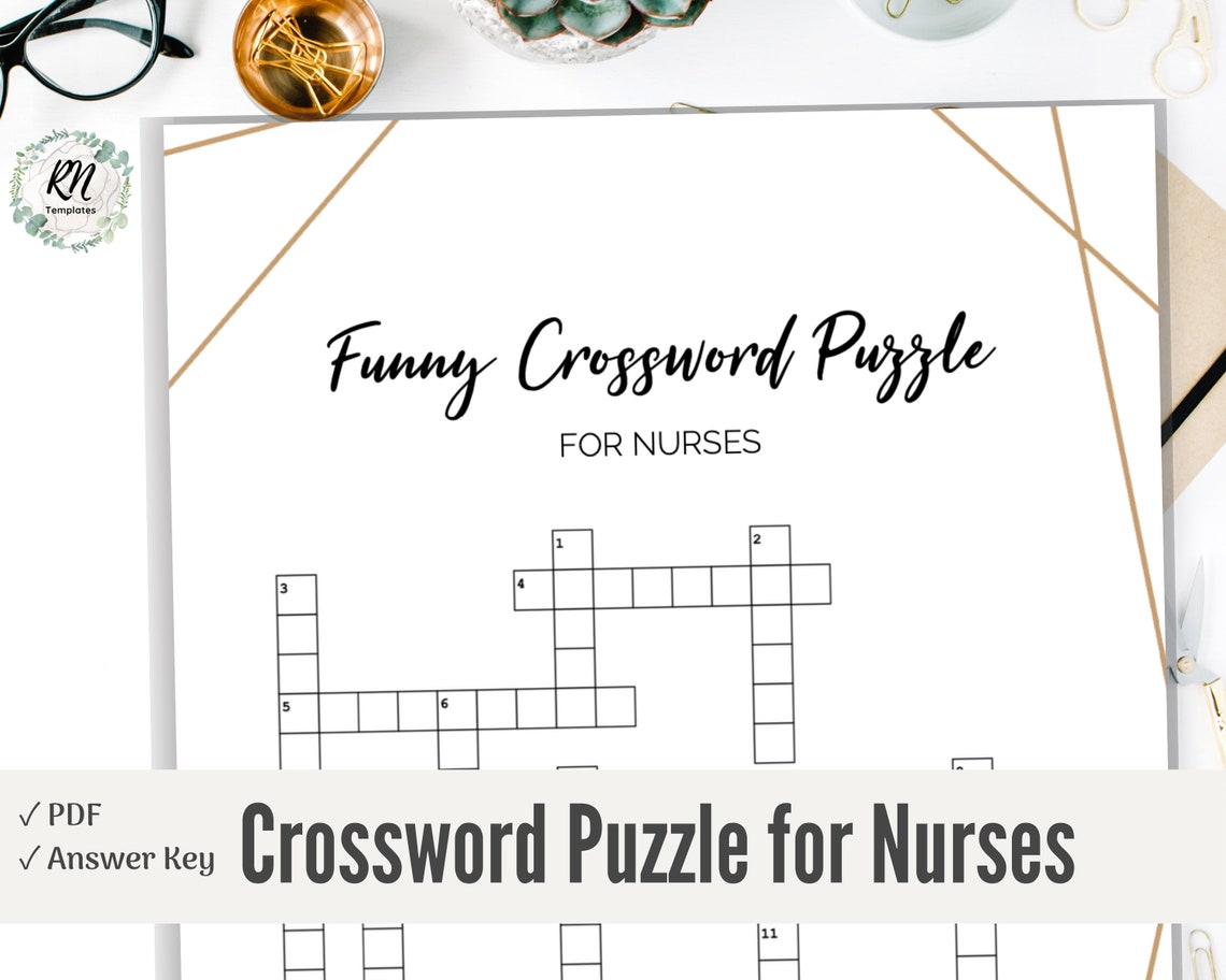 Funny Nurse Crossword Puzzle, Nurse Word Game, Nurse Jokes, Instant ...