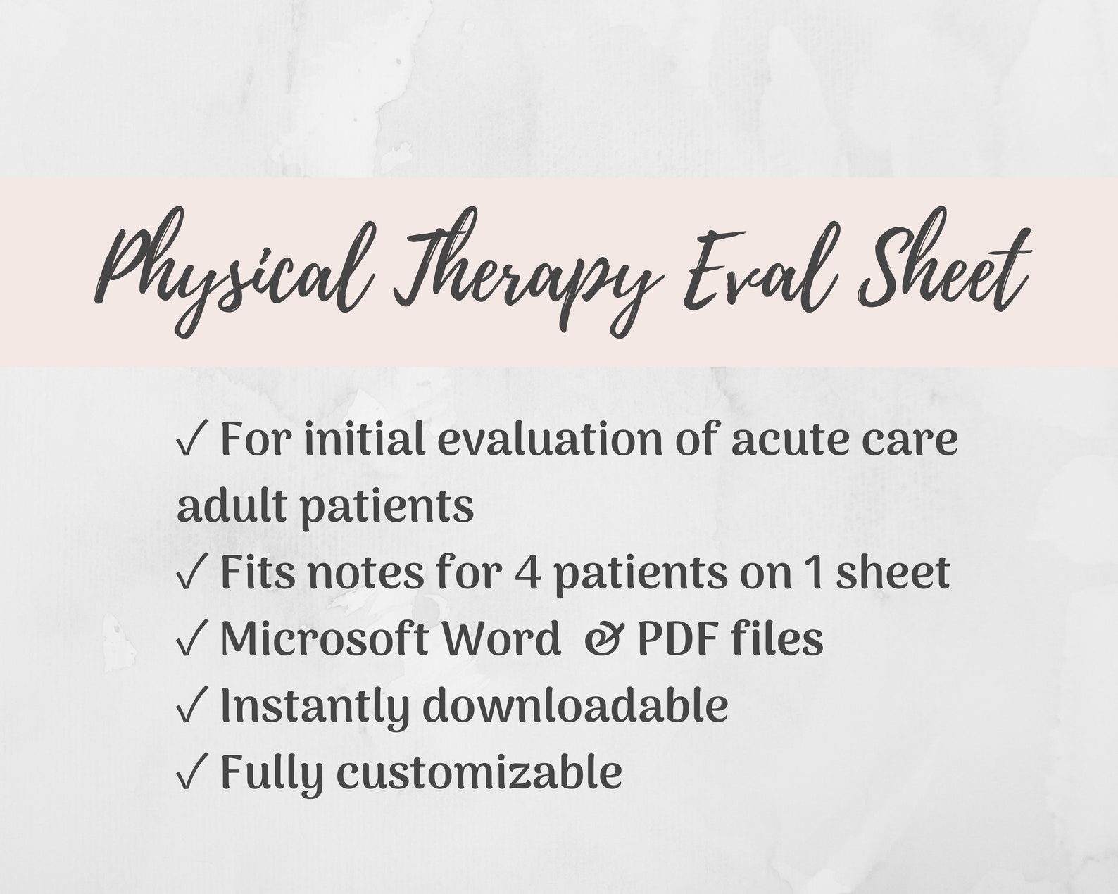 Physical Therapy Acute Care Initial Evaluation Template for 4 Patients ...