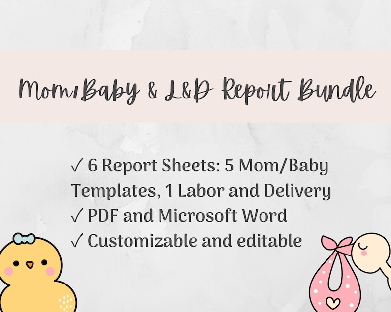Maternity Report Sheet Bundle 6 Templates 5 Mom/baby 1 - Etsy