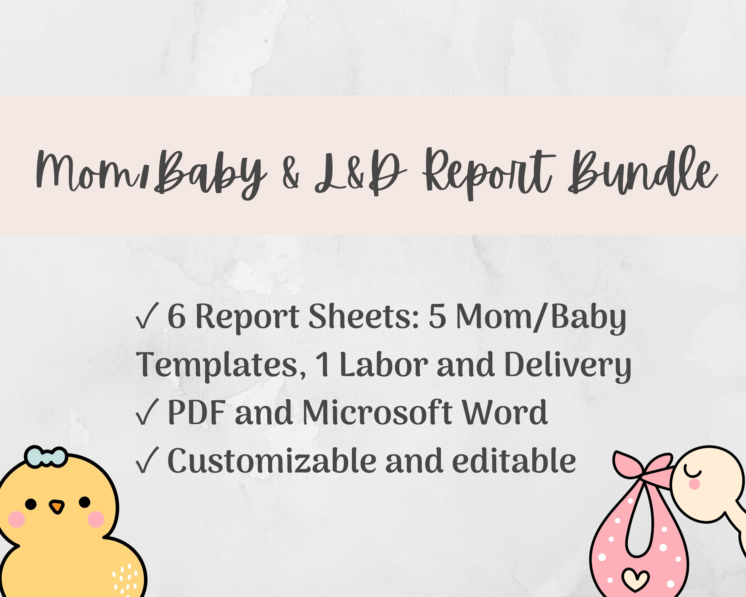 Maternity Report Sheet Bundle 6 Templates 5 Mom/baby 1 - Etsy