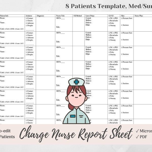 Charge Nurse Report Sheet - Etsy