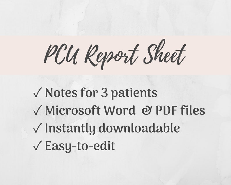 Simple PCU IMCU Nurse Brain Report Sheet for 3 Patients, Progressive ...