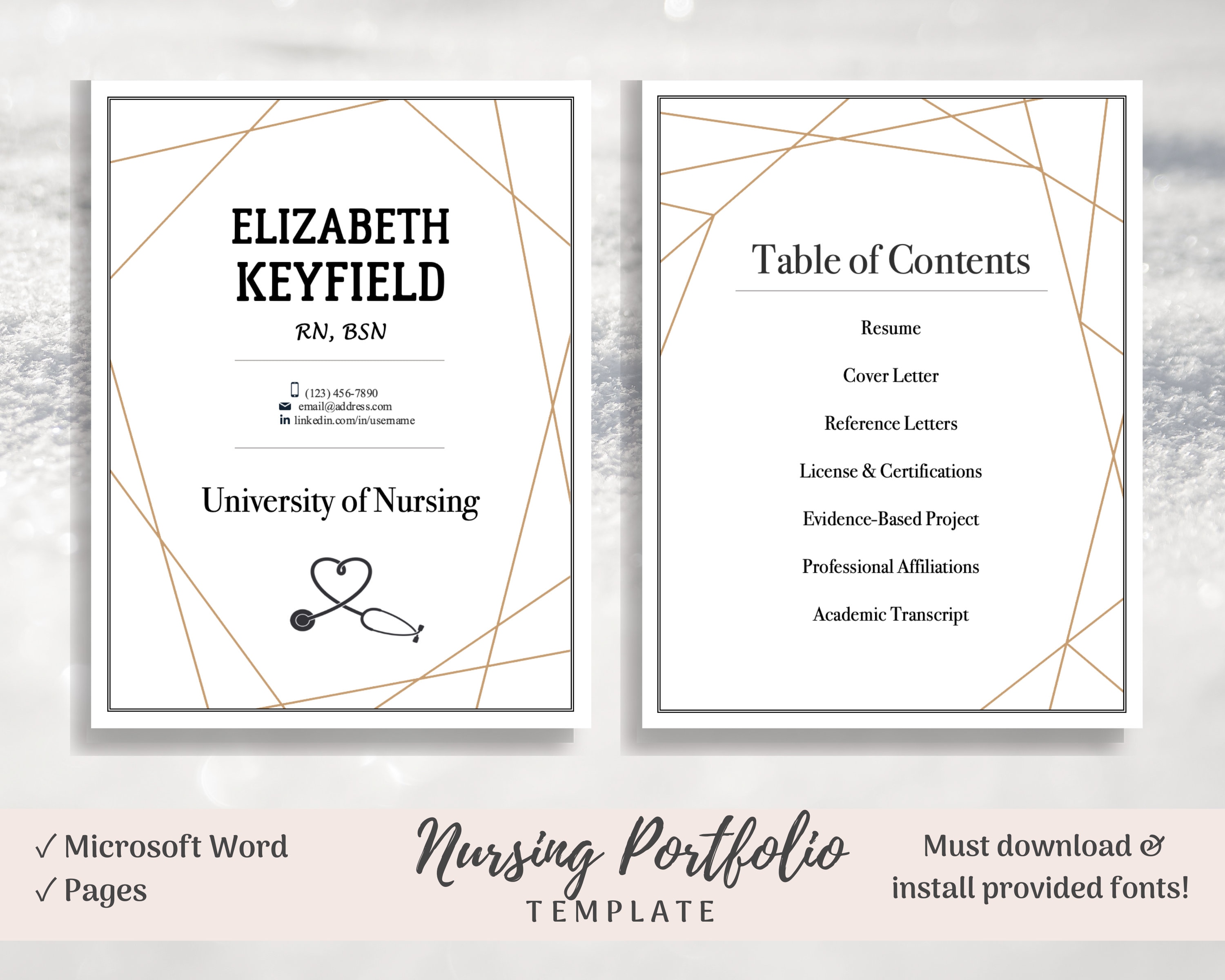 Table Of Contents Template For Portfolio