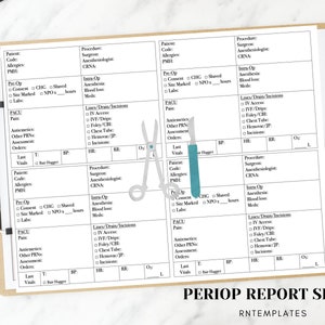 Preop / PACU Nurse Report Sheet for 4 Patients, Periop, Preop, Intraop ...