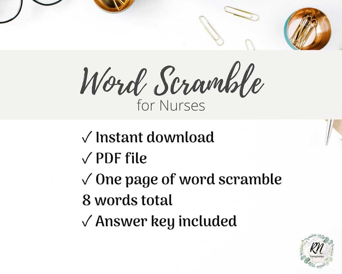 Nurse Word Scramble Puzzle Nurse Word Game Instant Download - Etsy