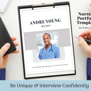 Nursing Portfolio Template, Edgy Gray, Registered Nurse Template ...