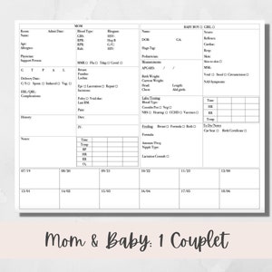 Maternity Report Sheet Bundle, 6 Templates (5 Mom/baby, 1 L&D), Nurse ...