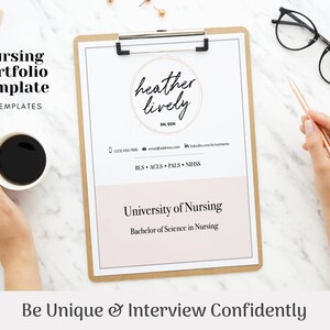 Nursing Portfolio Template, Dainty Pink, Registered Nurse Template ...