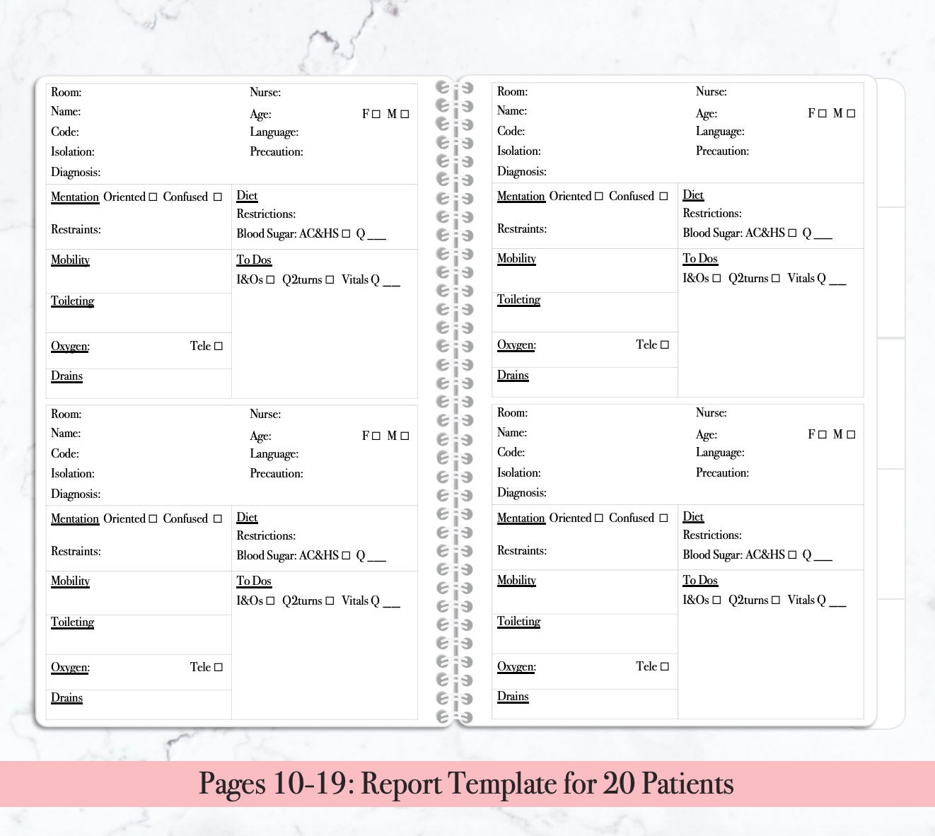 CNA Reusable Report Notebook Medsurg Telemetry PCU ICU - Etsy