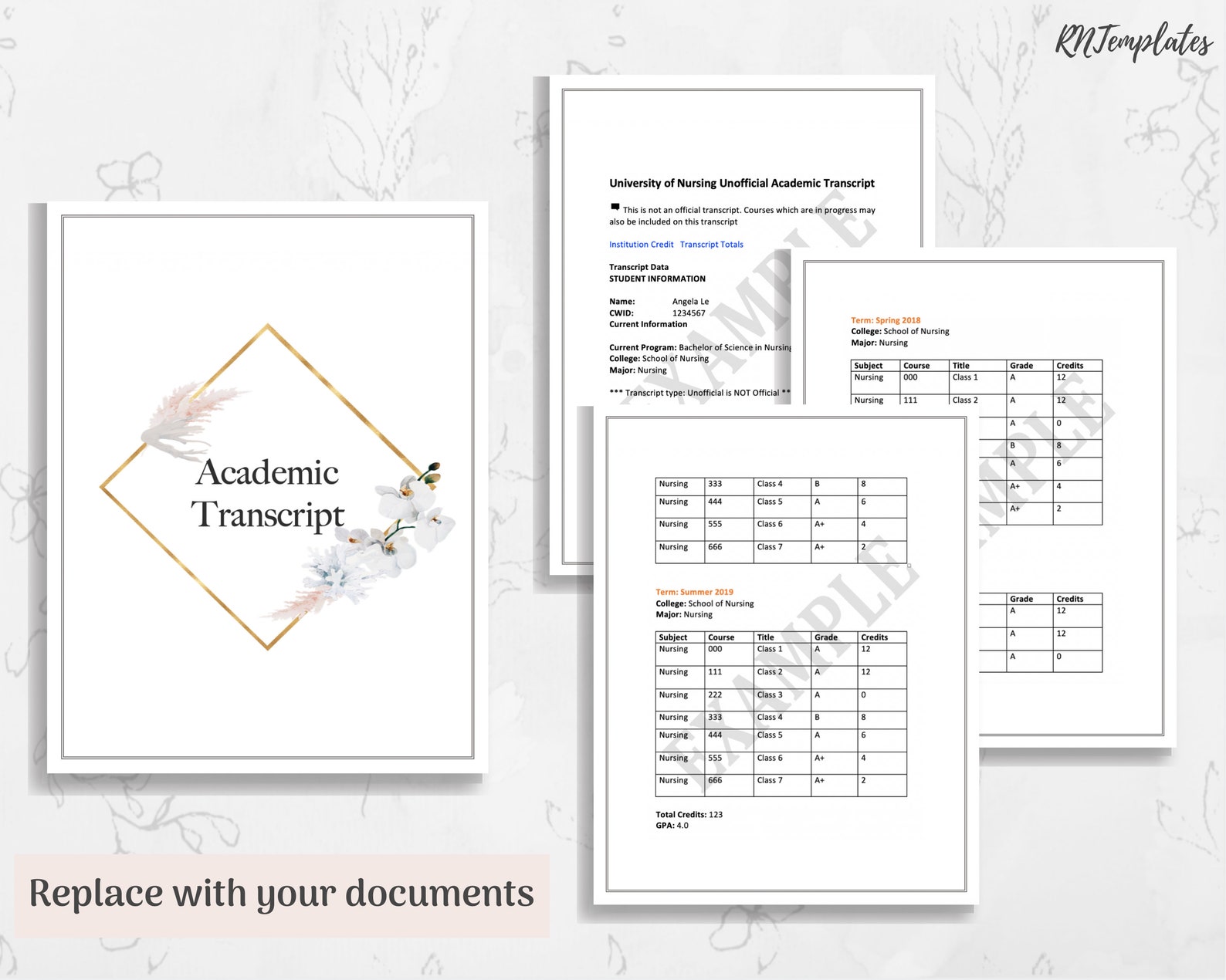 Nursing Portfolio Template Pastel Flower Registered Nurse | Etsy