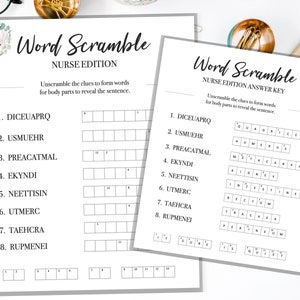 Nurse Word Scramble Puzzle, Nurse Word Game, Instant Download, PDF - Etsy
