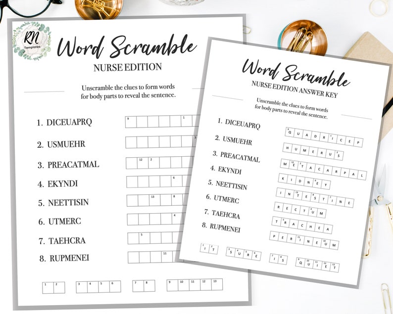 Nurse Word Scramble Puzzle Nurse Word Game Instant Download - Etsy