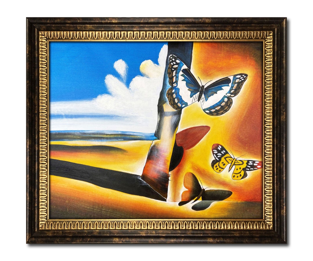 Salvador Dali Landscape With Butterflies 25''x29'' Hand-painted Oil ...