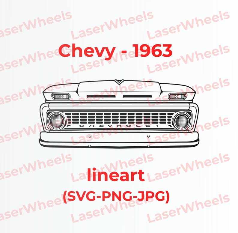 Chevy 1963 C10 Frontend - SVG Vector Line Art for Engraving T-shirts ...