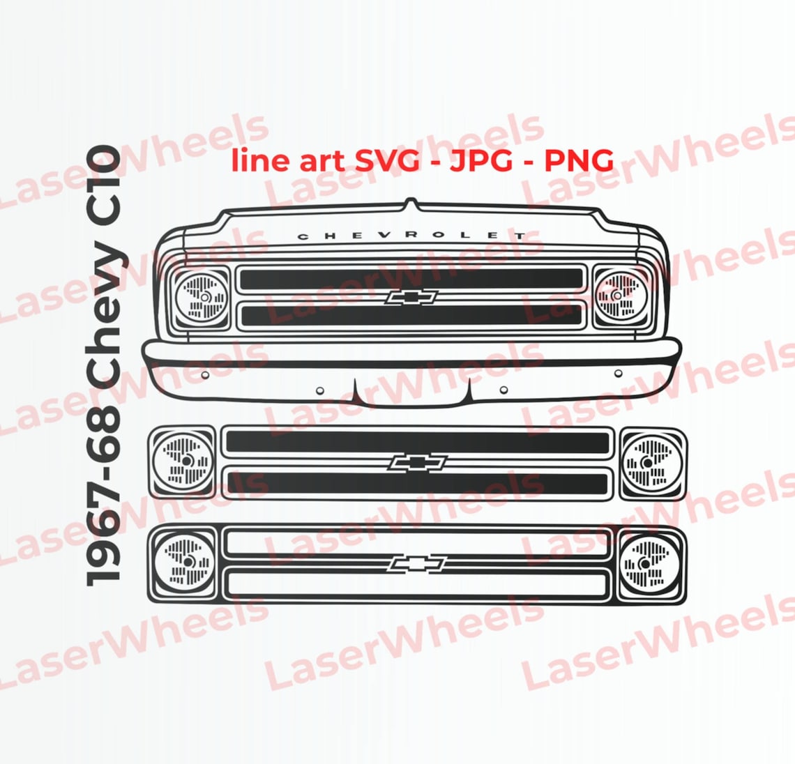 Chevy 1967-68 C10 Frontend SVG Vector Line Art for Engraving - Etsy