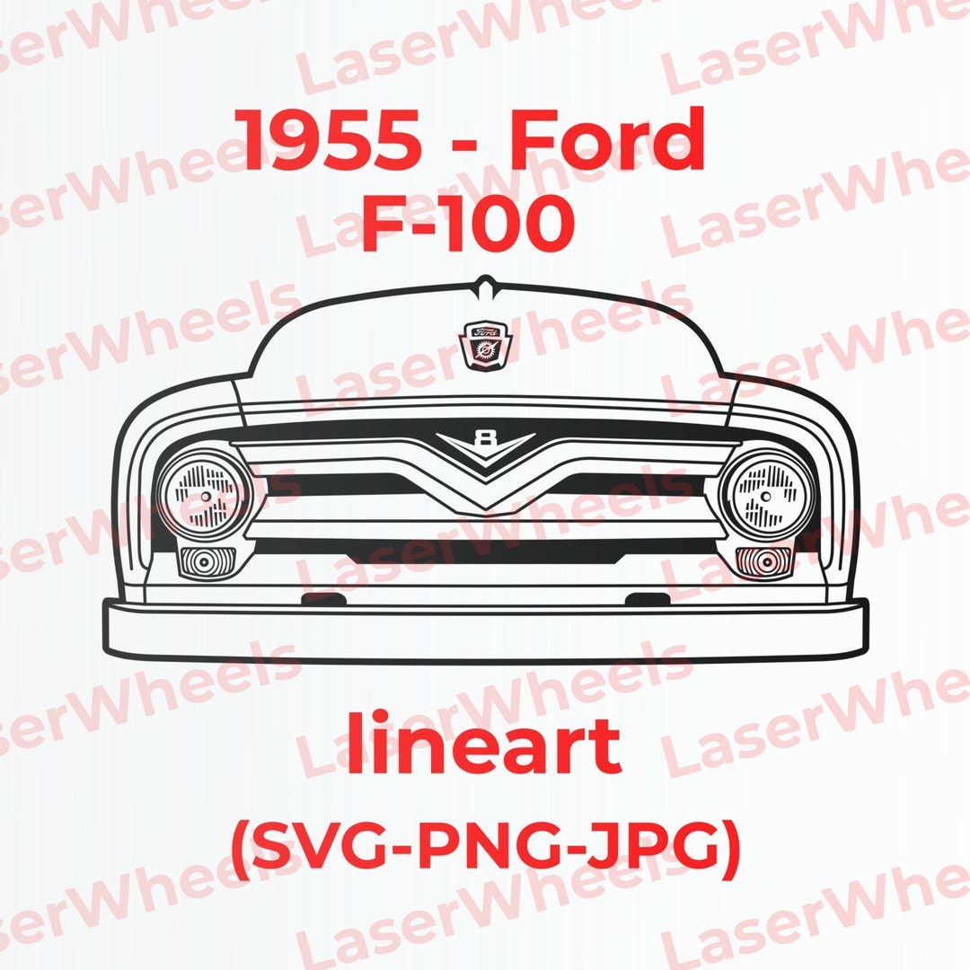 Ford 1955 Truck Frontend - SVG Vector Line Art for Engraving T-shirts ...