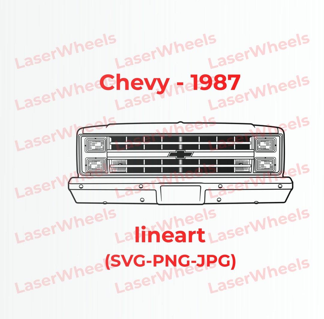 Chevy 1987 C10 Frontend - SVG Vector Line Art for Engraving T-shirts ...