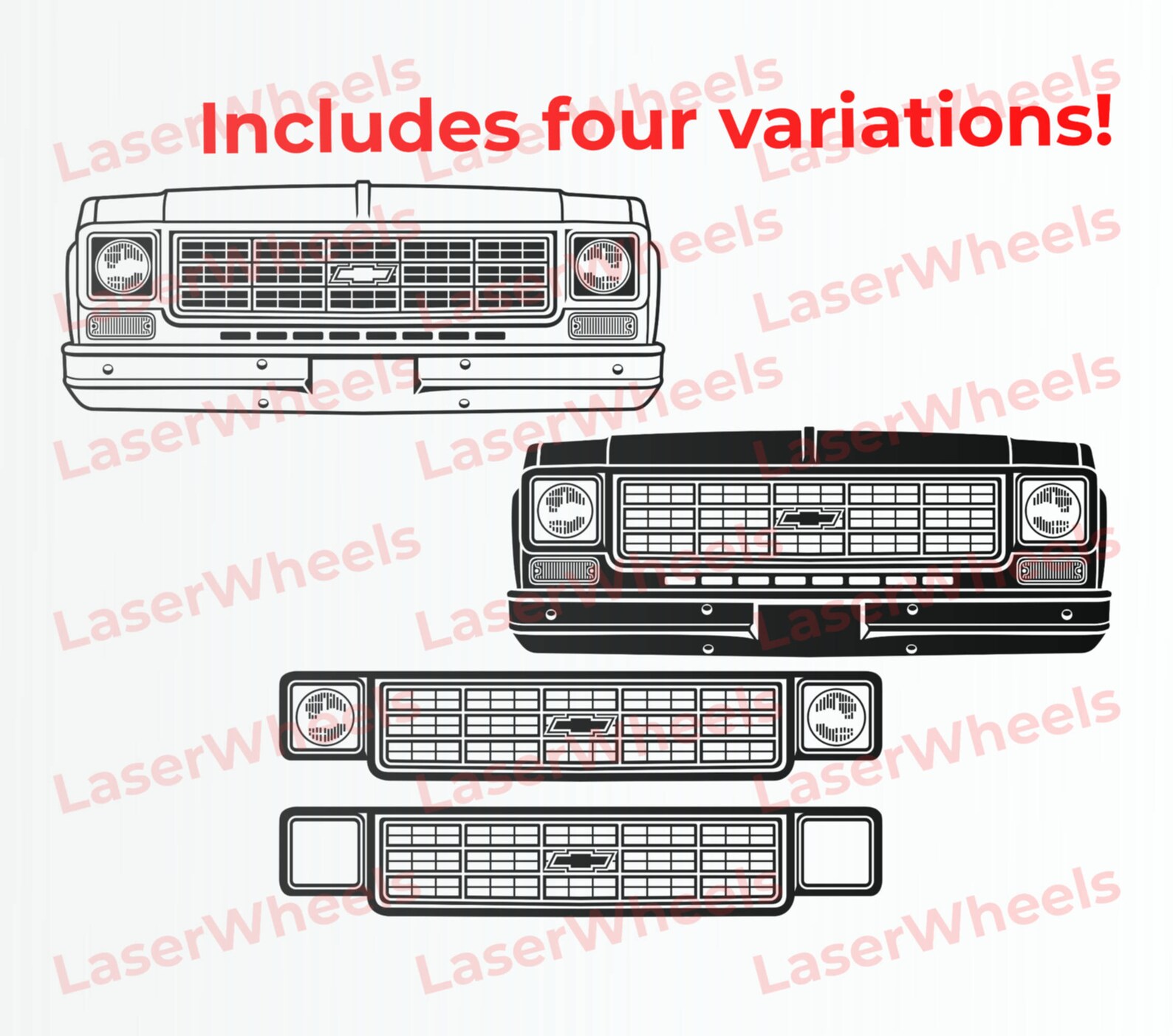 Chevy 1978 Squarebody Frontend - SVG Vector Line Art for Engraving T ...