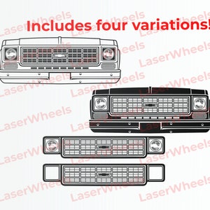 Chevy 1978 Squarebody Frontend - SVG Vector Line Art for Engraving T ...