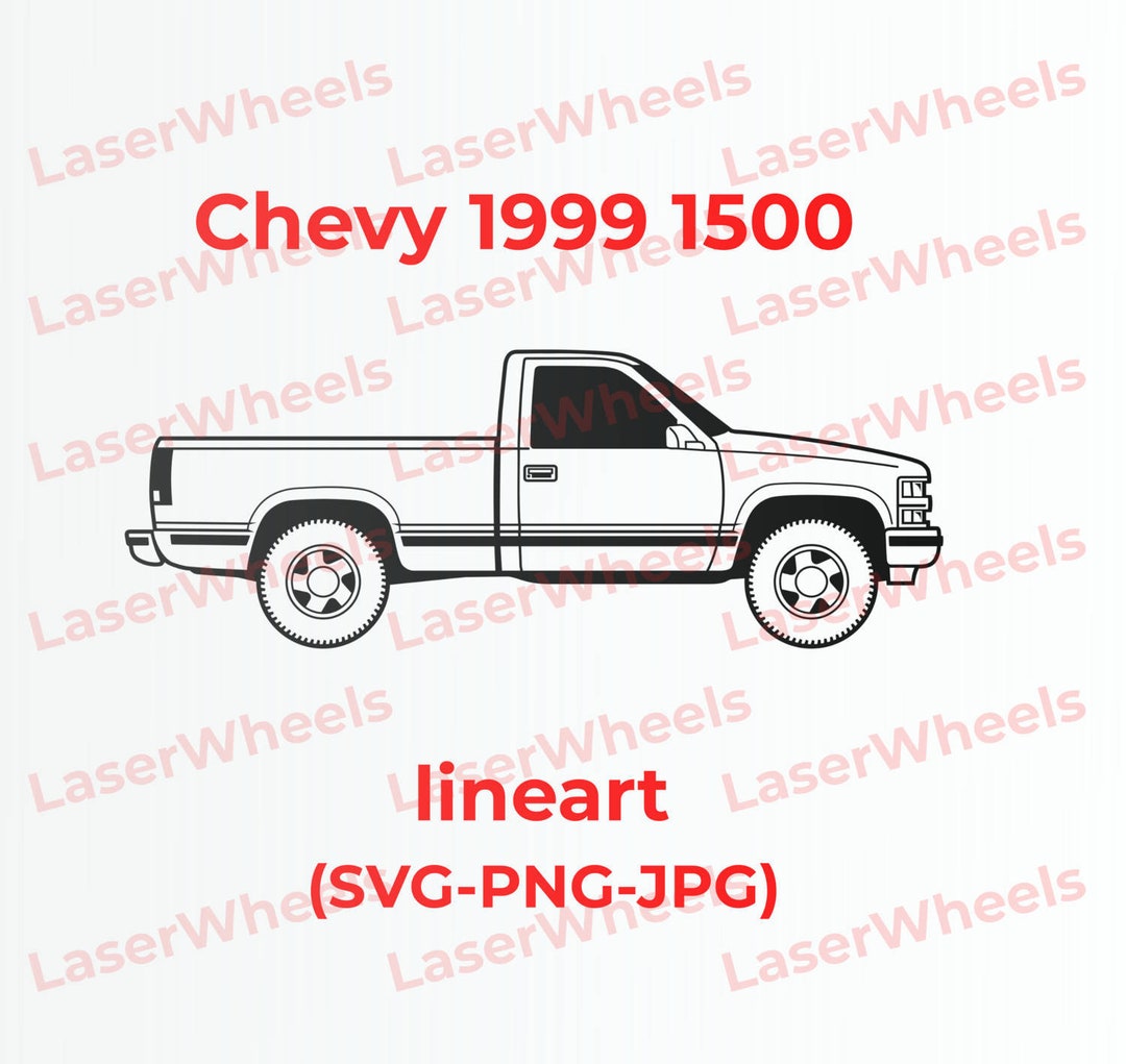Chevy 1999 1500/silverado - SVG Vector Line Art for Engraving T-shirts ...