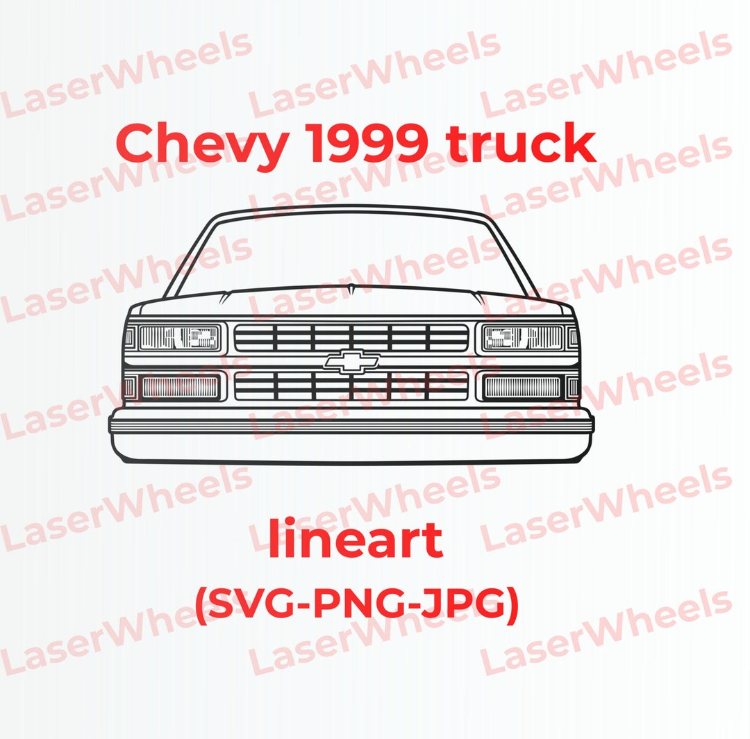Chevy 1999 Truck Frontend - SVG Vector Line Art for Engraving T-shirts ...