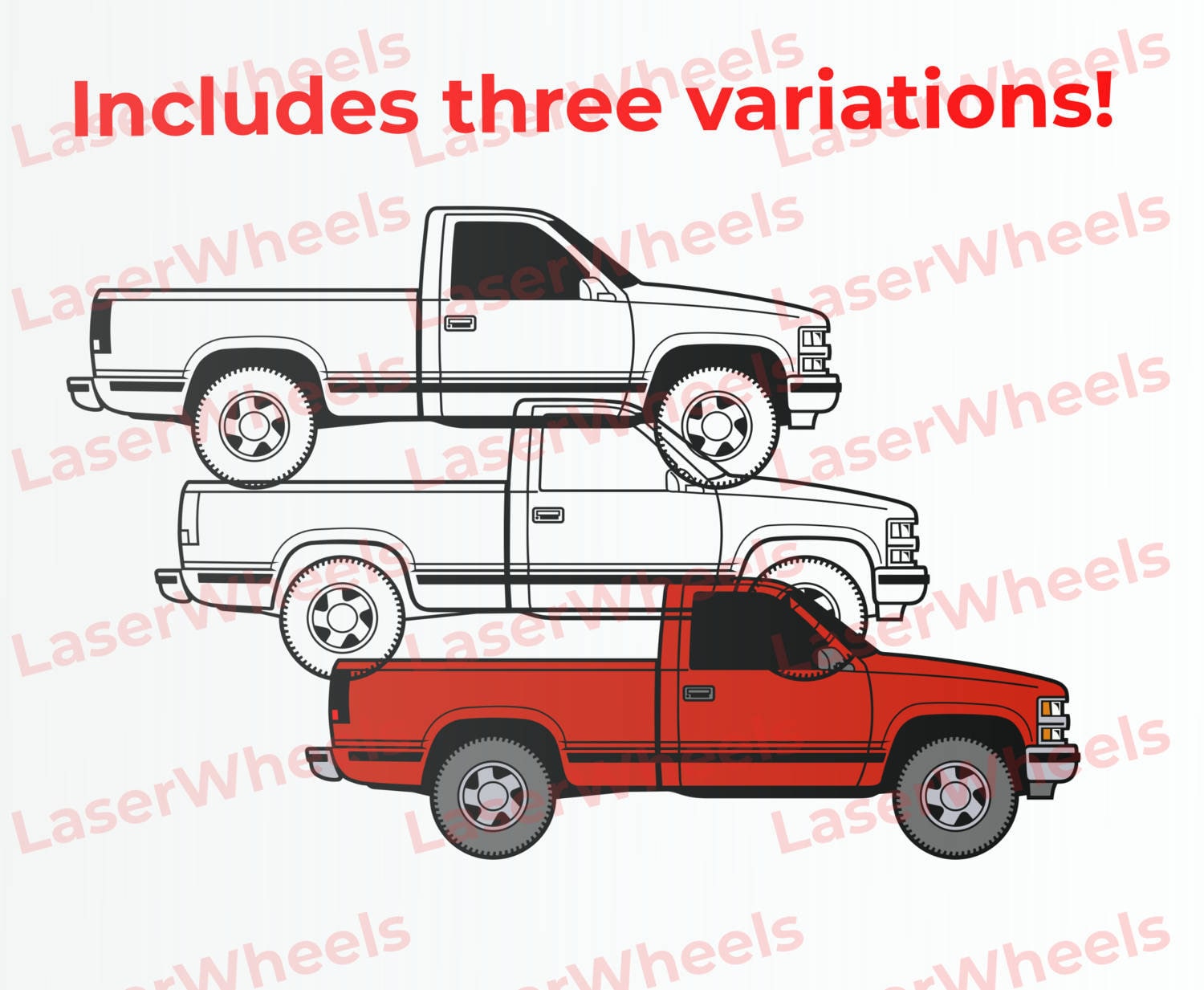 Chevy 1999 1500/silverado - SVG Vector Line Art for Engraving T-shirts ...