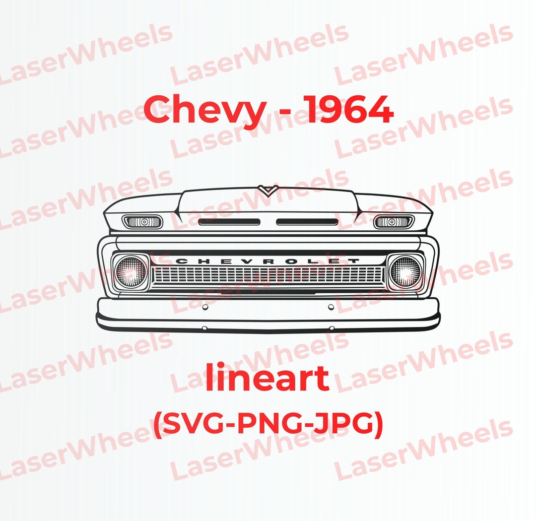 Chevy 1964 C10 Frontend - SVG Vector Line Art for Engraving T-shirts ...