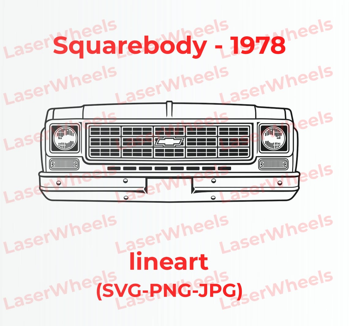 Chevy 1978 Squarebody Frontend - SVG Vector Line Art for Engraving T ...