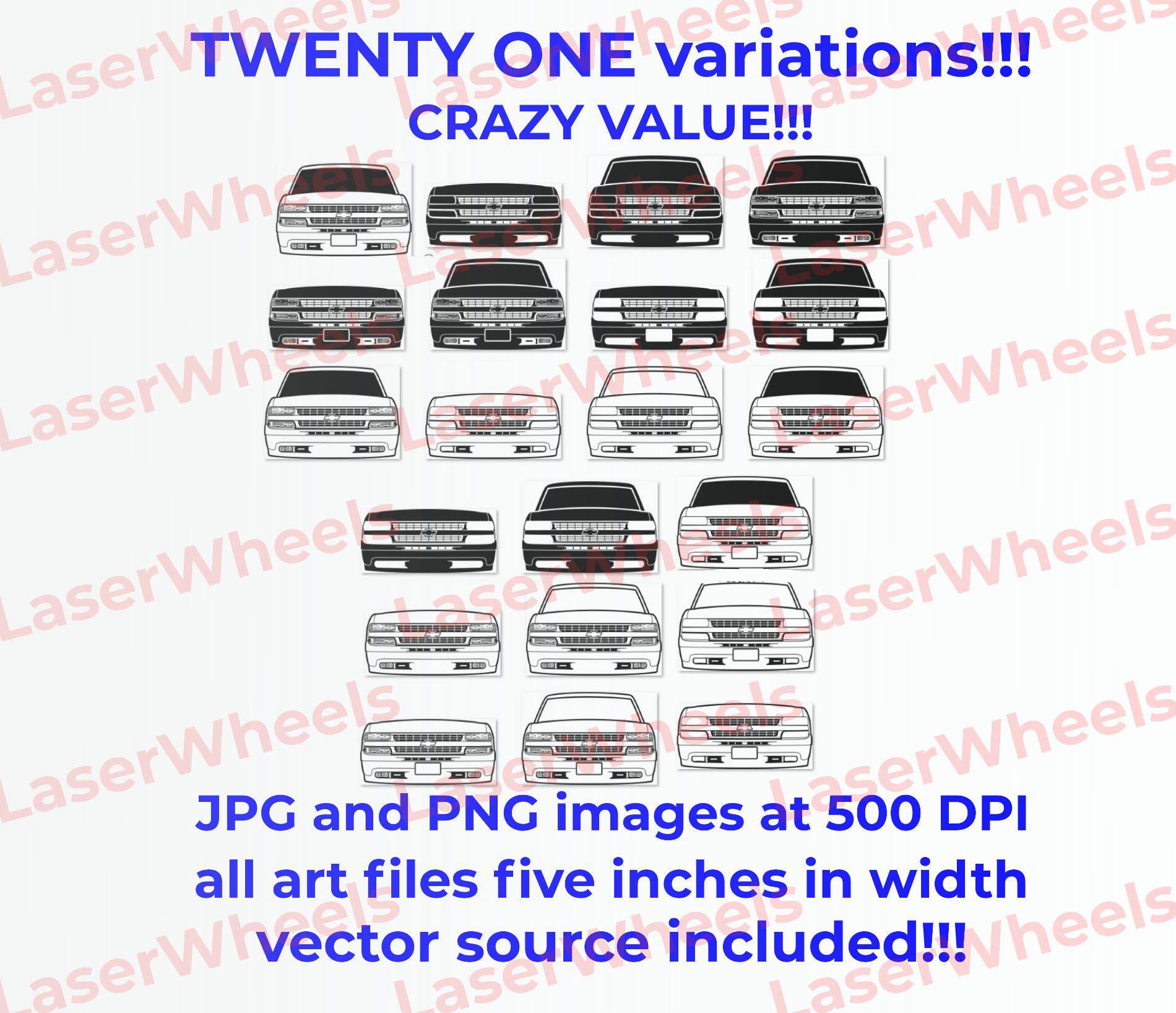 Chevy 1999 Silverado/tahoe/gmt800 Frontend - SVG Vector Line Art for ...