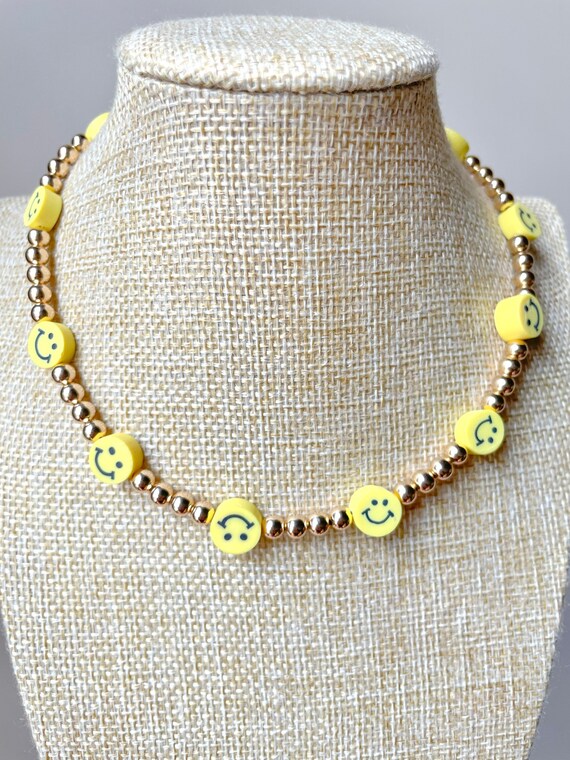 Necklace happy face collar de cara feliz collar de balines | Etsy