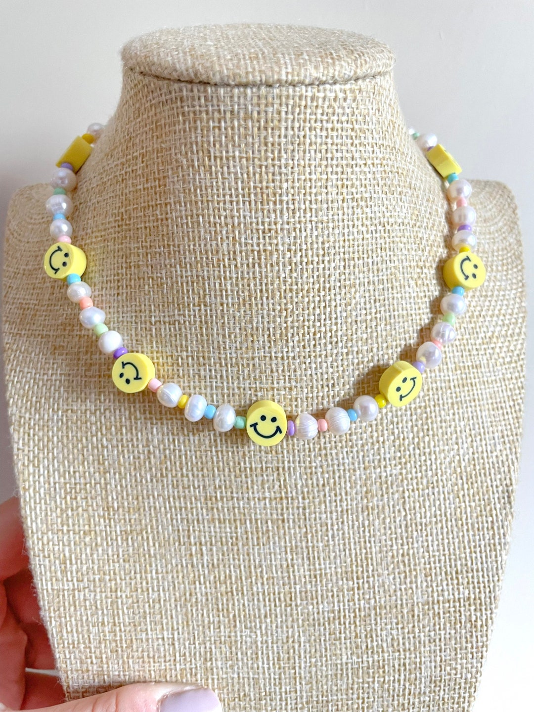 Collar De Smiley Face, Gargantilla De Cuentas De Semillas, Collar De ...