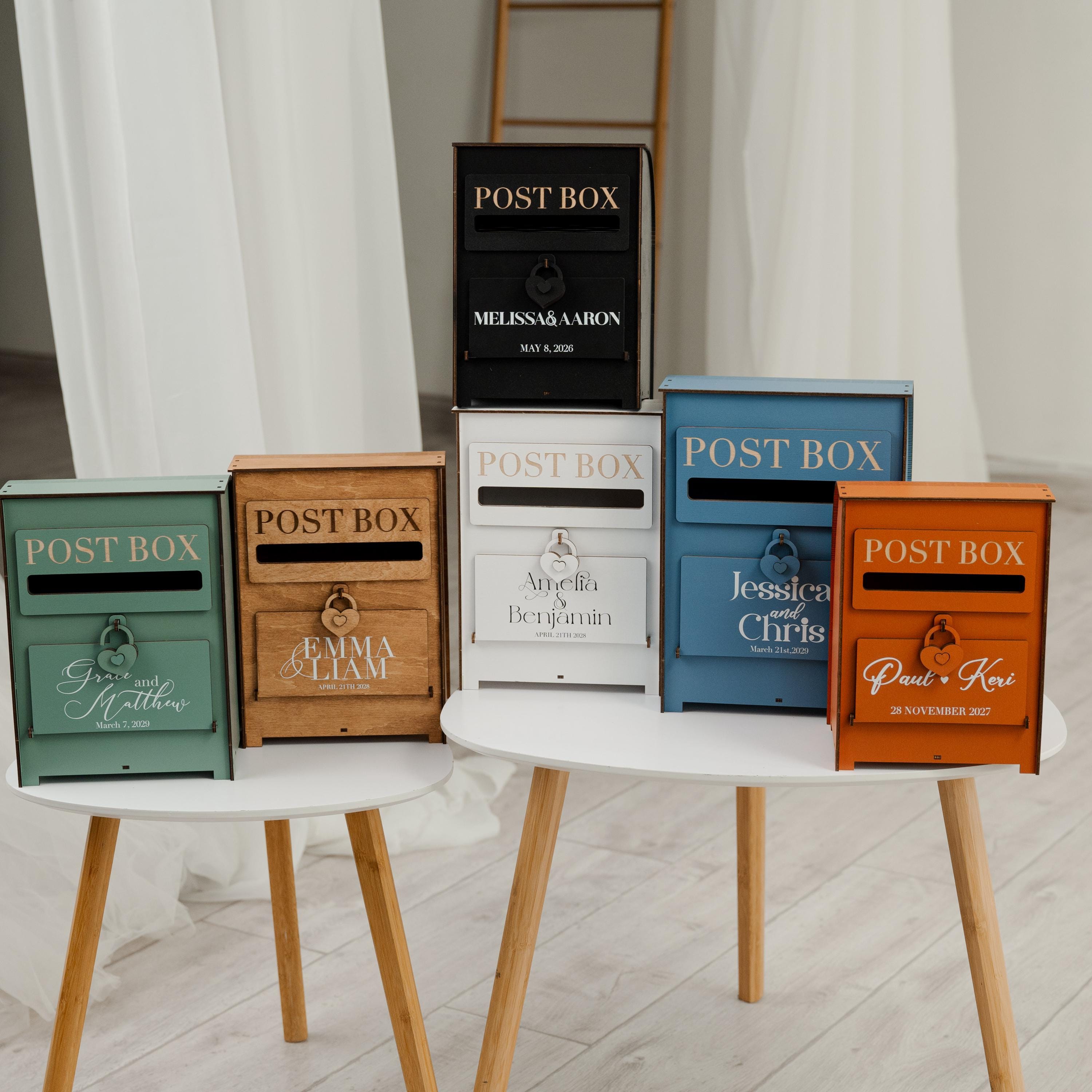 Personalized Wedding Post Box: Wooden Mailbox Card Holder With Lock - Etsy