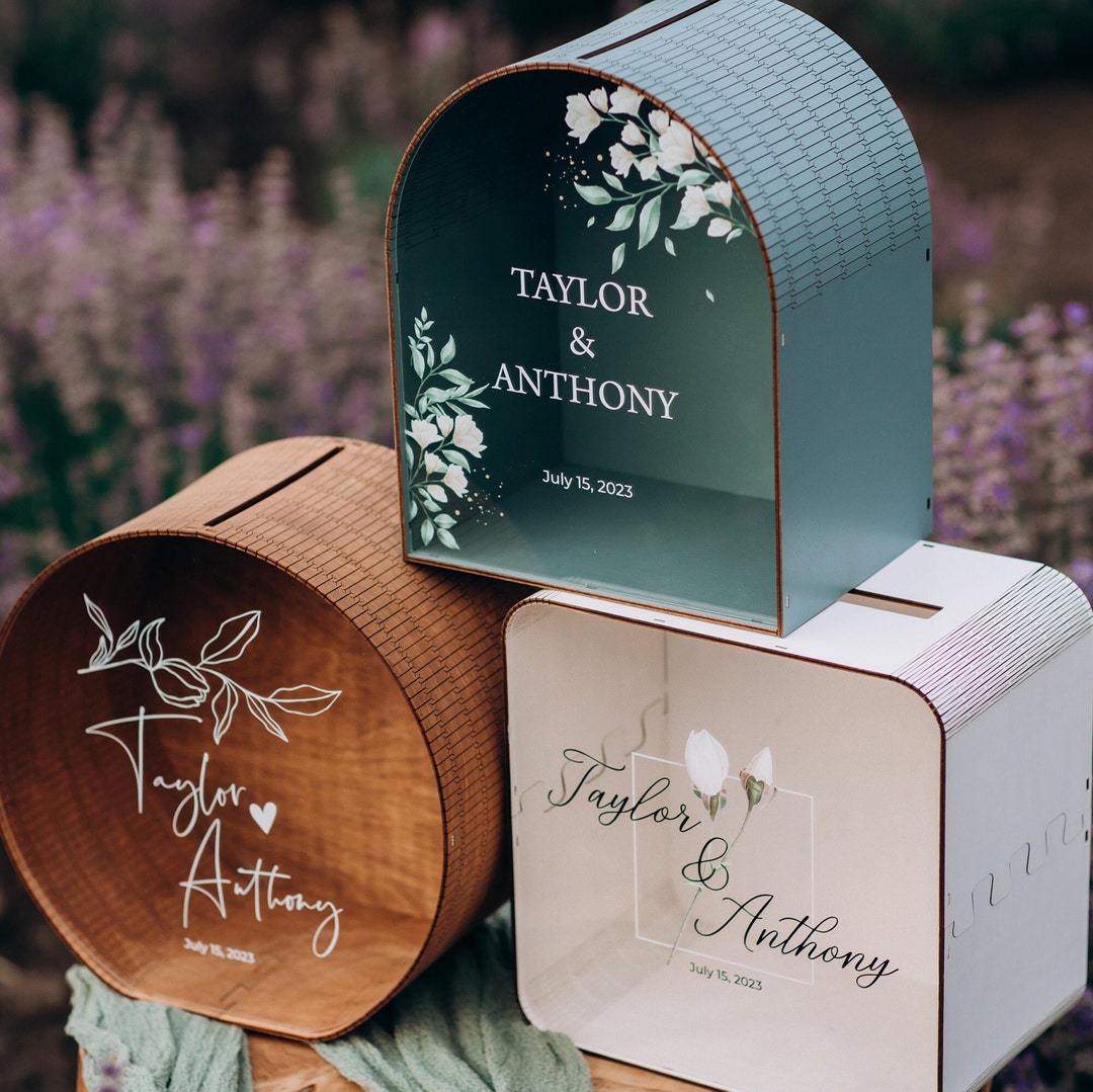 Personalized Wedding Card Box, Modern Wedding Container for Cards and ...