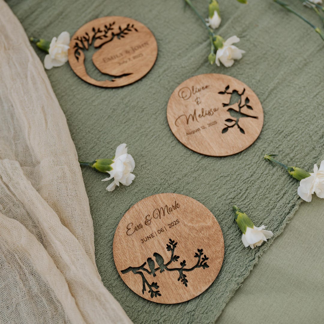 Personalized Wedding Coasters: Rustic Wooden Favors for Guests in Bulk ...