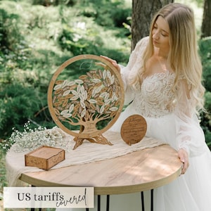 Family Tree Wedding Guest Book: Personalized Drop Box, Greenery Decor ...
