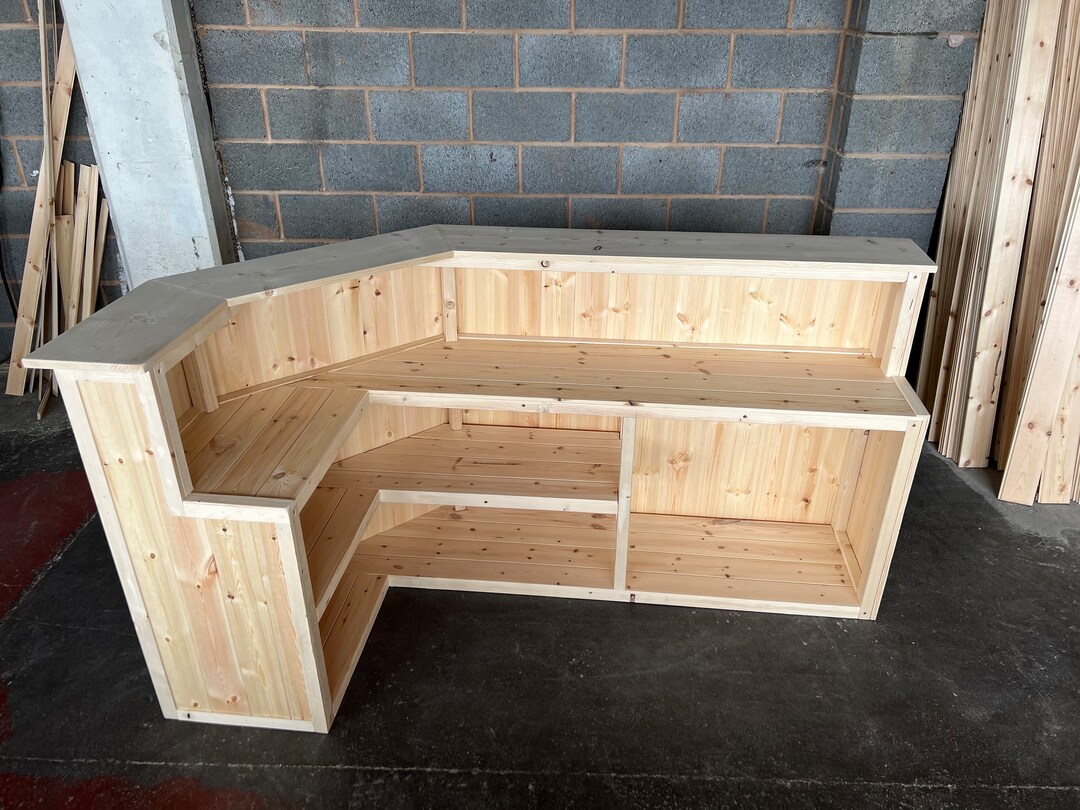 Wooden Home Bar, Man Cave, Reception Desk, 3 Sided Bar - Etsy UK