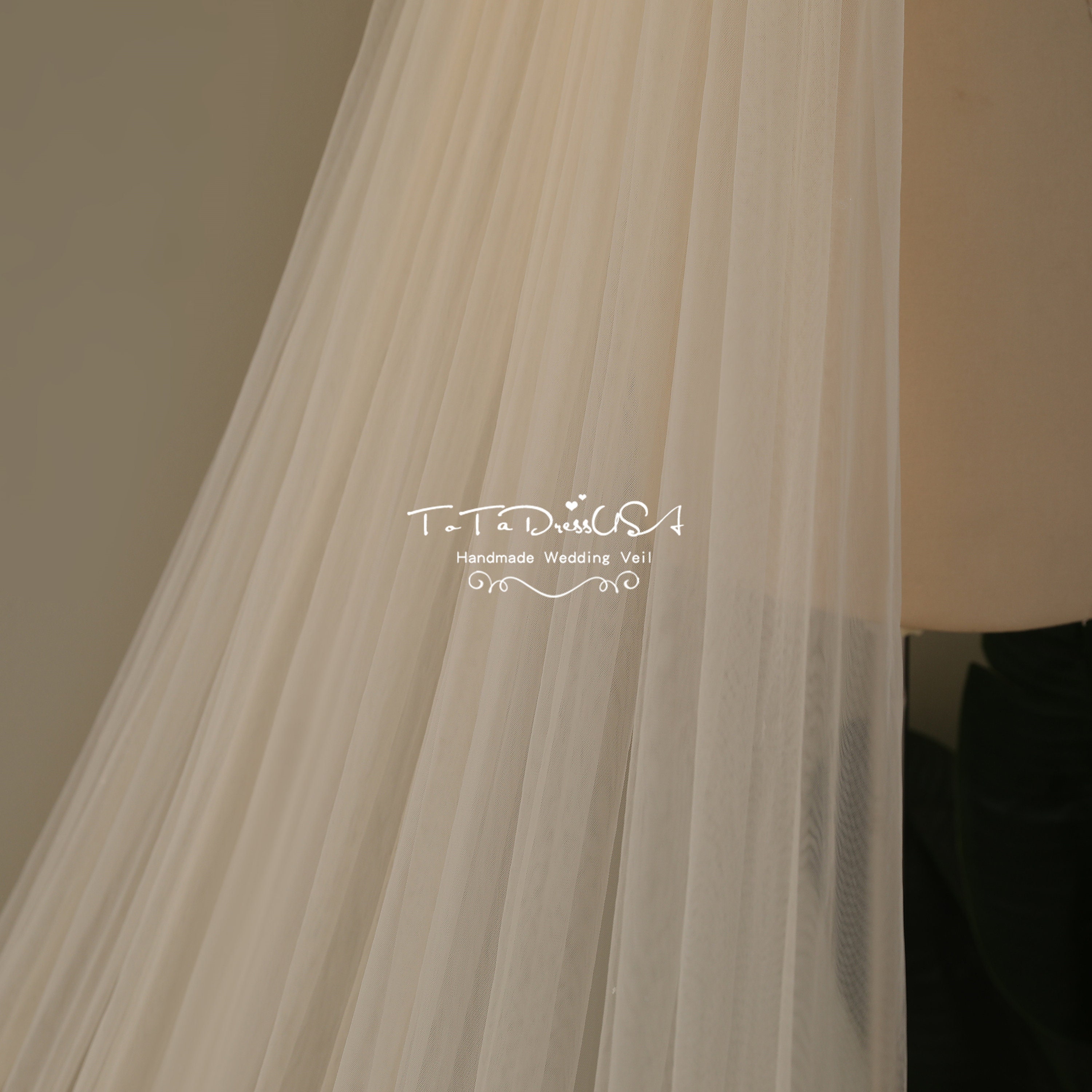 Champagne Tulle Bridal Veil Elegant Lace Veil With Small - Etsy