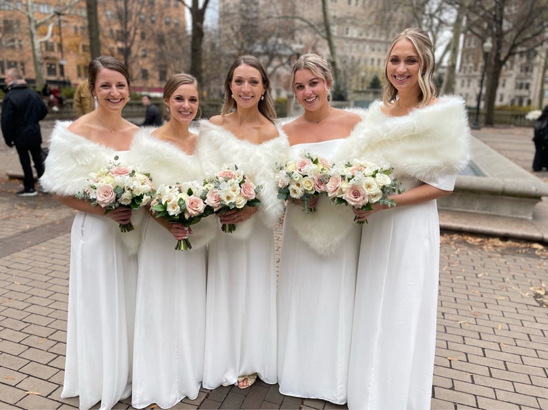 White Faux Fur Stole for Prom Dress Winter Wedding Fur Shawl - Etsy