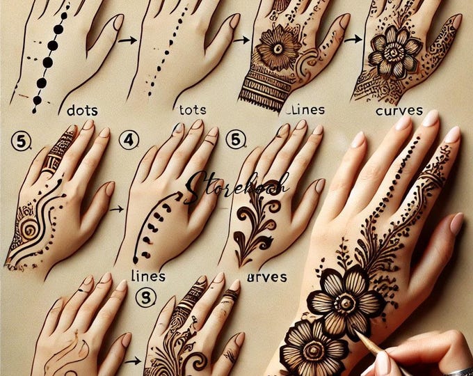 Learn Henna Art Mehndi Designs - Step by Step Guide - Digital Printable ...