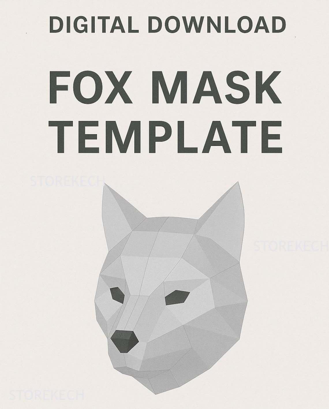 3D Fox Head Mask Template – DIY Papercraft PDF | Printable Animal Wall ...