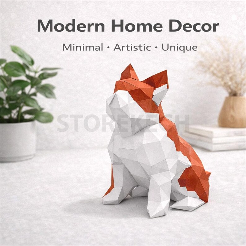 Low Poly Bulldog Papercraft | DIY Dog Model, Modern Decor (printable ...