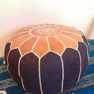 Moroccan Denim , 40% Off, Pouffe Jean With Leather Moroccan Ottoman ...