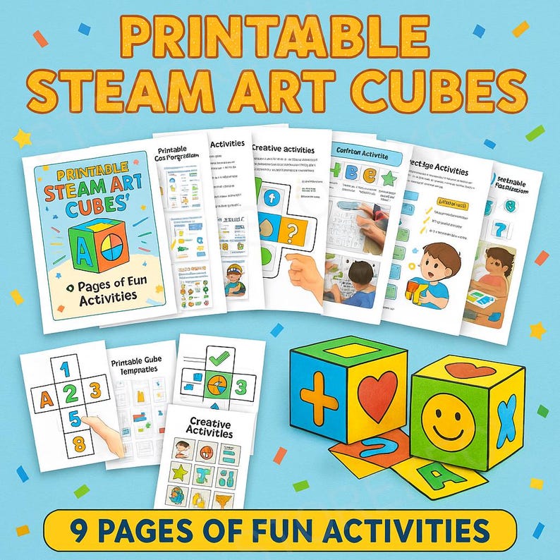 STEAM Art Cube Printable Kit: Educational 3D Paper Cubes (PDF Download ...