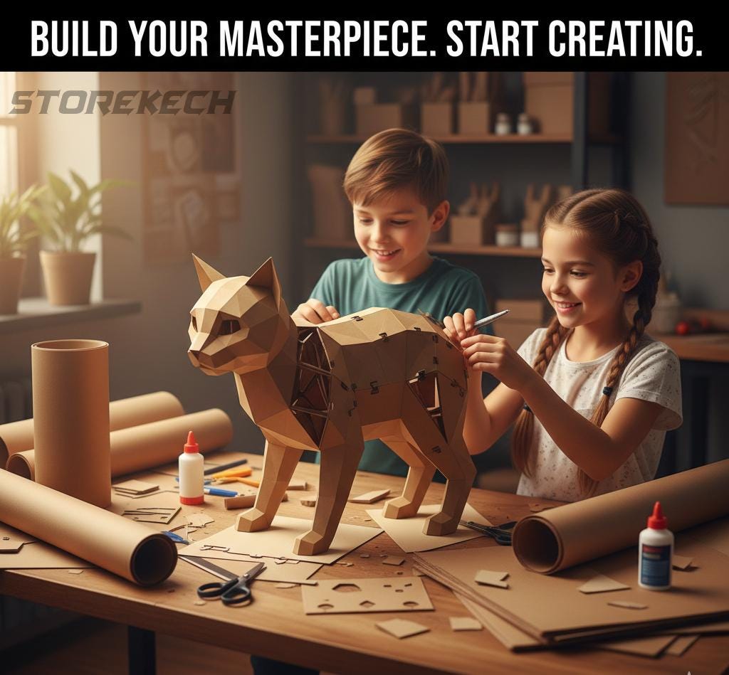 Low Poly Stretching Cat Papercraft – 3D Cardboard Model (PDF Pattern ...