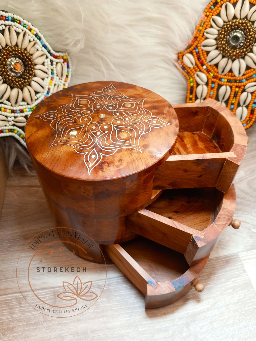 Moroccan Thuya Wood Jewelry Box: Timeless Elegance for Your Gems ...