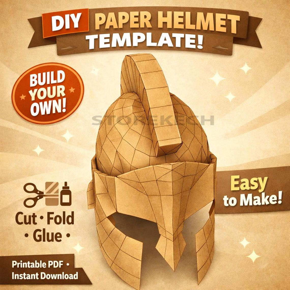 Leonidas Spartan Helmet: DIY Cardboard Papercraft Template (PDF Pattern ...